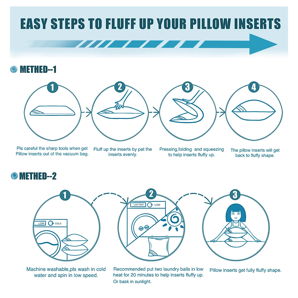 Siluvia 20"x20" Pillow Inserts Set of 2 Decorative 20" Pillow Inserts-Square Interior Sofa Throw Pillow Inserts Decorative White Pillow Insert Pair Couch Pillow (2, 20"x20" ,2Pack)