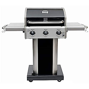 Kenmore 3-Burner Outdoor BBQ Grill | Liquid Propane Barbecue Gas Grill with Folding Sides, PG-A4030400LD, Pedestal Grill with Wheels, 30000 BTU, Black