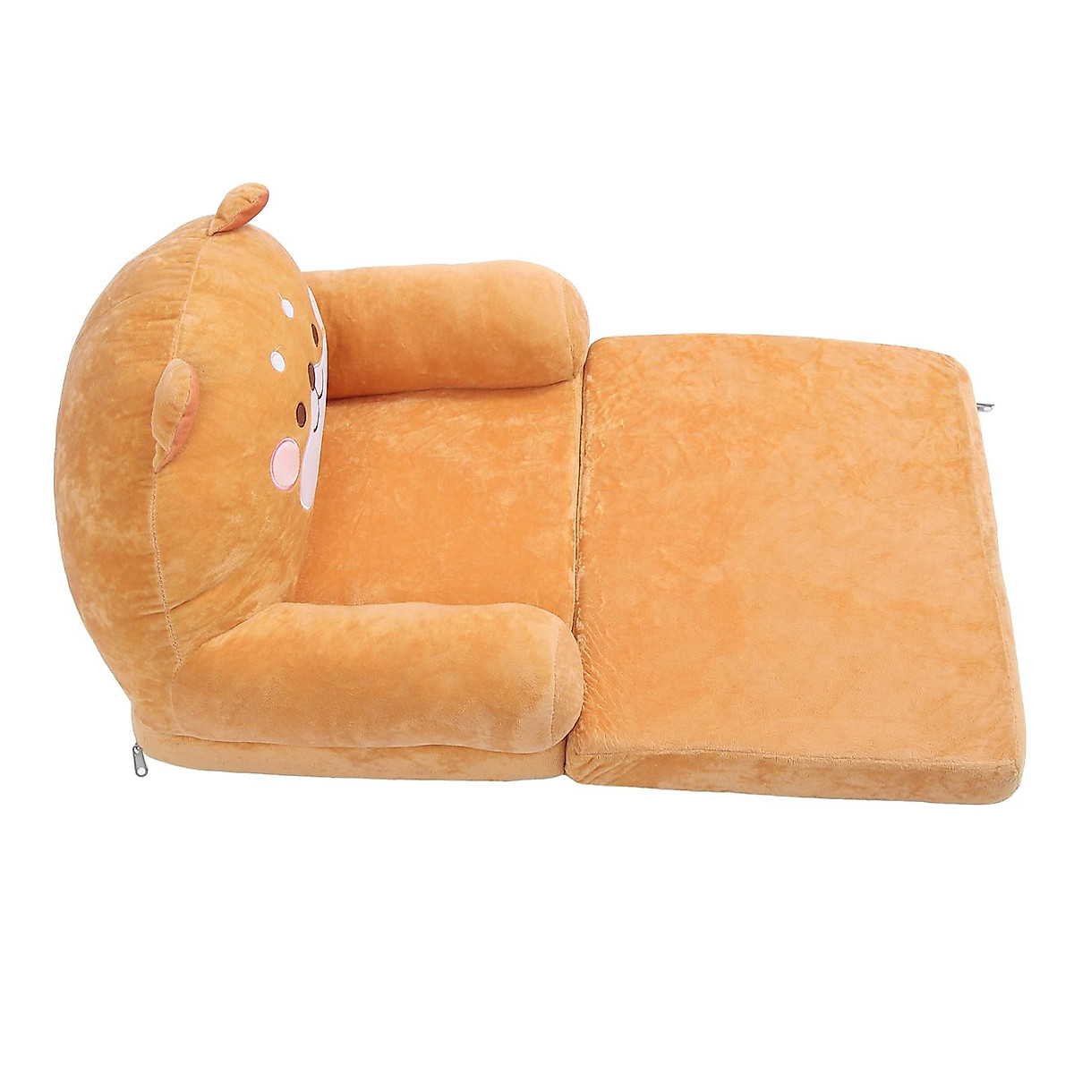 Flip Open Couch, Brown Puppy Kids Chair Couch Multifunctional Adorable Cartoon for Home for Watching TV (Folding in Half)