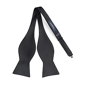 HISDERN Bow Ties for Men Solid Black Self Tie Bow Tie & Pocket Square Set Classic Formal Satin Bow ties for Tuxedo Wedding Party