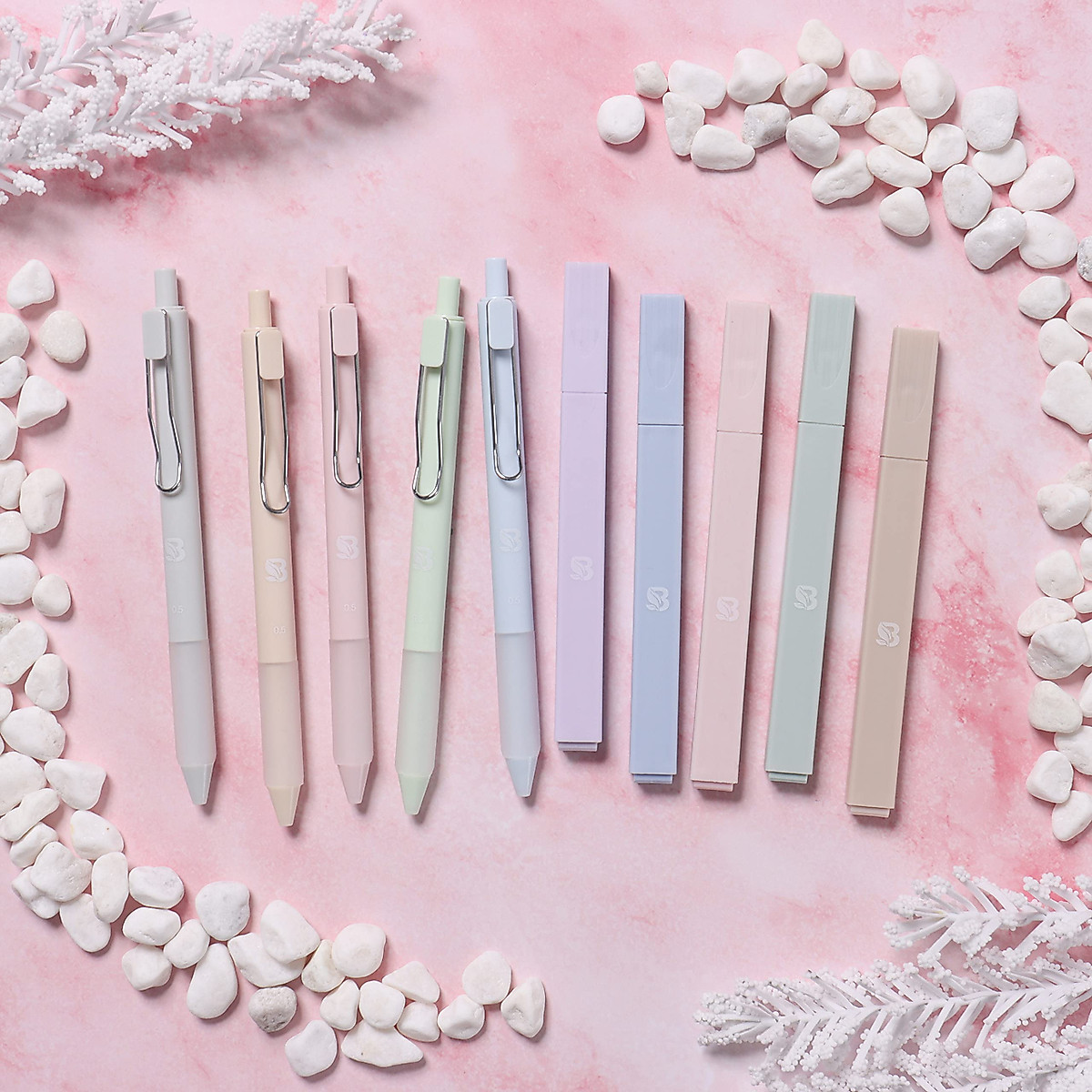 BLIEVE - Aesthetic Highlighters and Gel Pens With Soft Pastel Ink And Tip, No Bleed Dry Fast Easy to Hold, for Bible Journaling Planner Notes School Office Supplies, 10 Pack