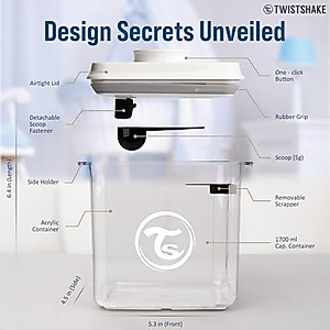 TWISTSHAKE Milk Powder Storage Container with Spoon 1700 ml - Sealed Milk Powder Dispenser with Airtight Lid - One-Handed Operation - BPA Free - White