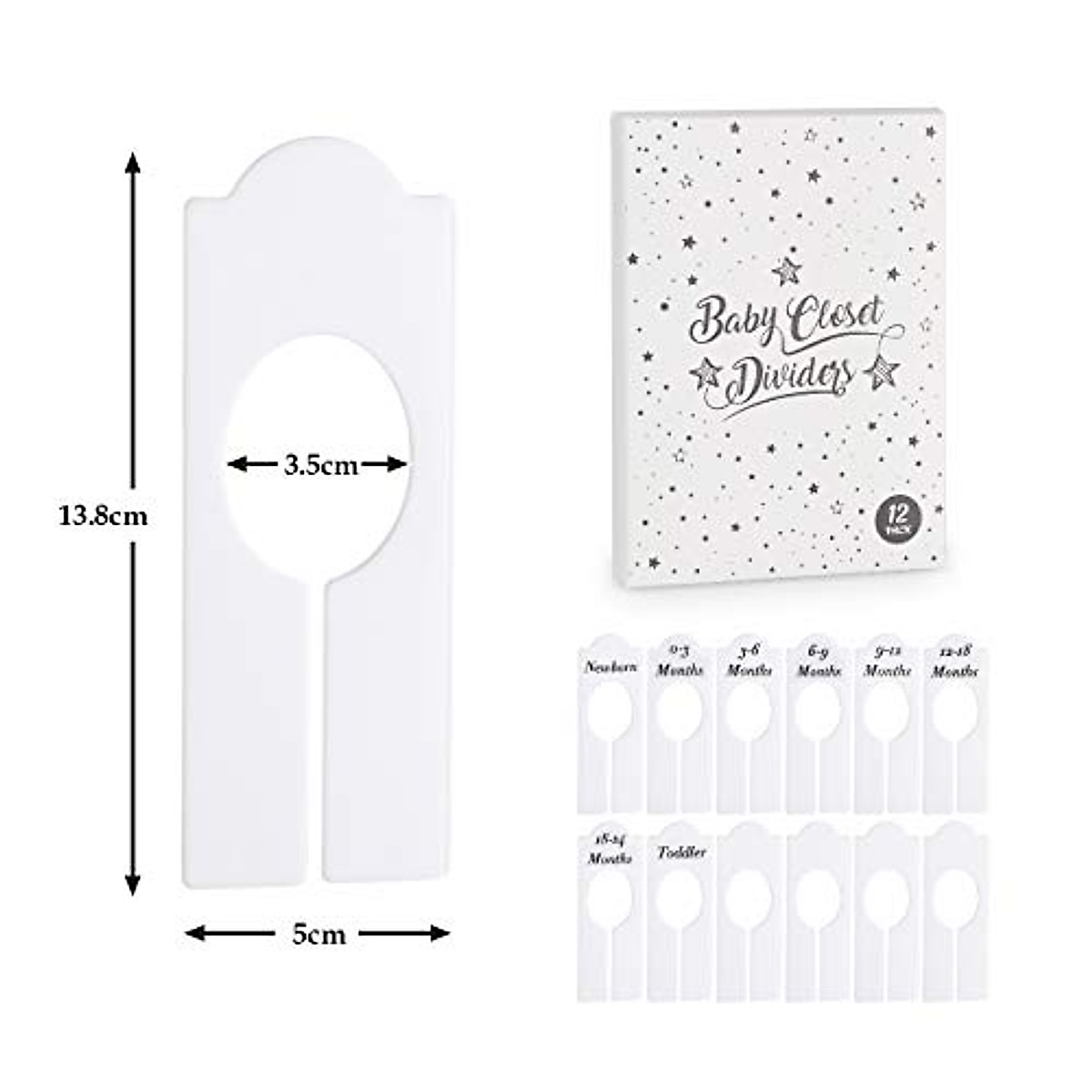 Lemonfilter 12 Pack Baby Wardrobe Dividers Plastic Nursery Closet Dividers Clothing Rack Dividers for Organize Baby's Clothes (White)