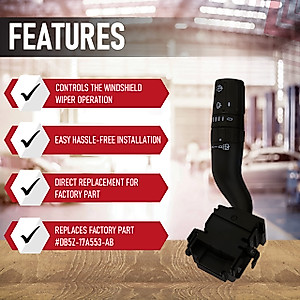 Windshield Wiper Switch - Compatible with Ford and Lincoln Vehicles - Edge, Explorer, Police Interceptor Utility, MKX - Replaces SW7688, DB5Z-17A553-AB, DB5Z17A553AB - Rain Sensing Wipers