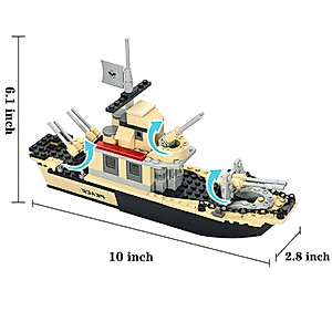 BRICK STORY Military Coast Guard Battleship Building Toy Navy Warship Boat Building Blocks Amy Toys Model Ship for Kids Boys Aged 6-12 (231 pcs)