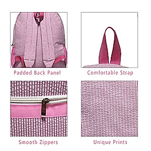 CROWNBLANKS Kids Toddler Backpack Book Bag Seersucker Kindergarten Backpacks for 2-5 Years Boys Girls School Bag