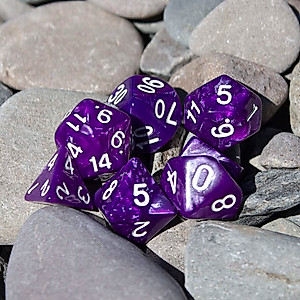 Purple RPG Dice - Full Polyhedral Set - Pearl Effect
