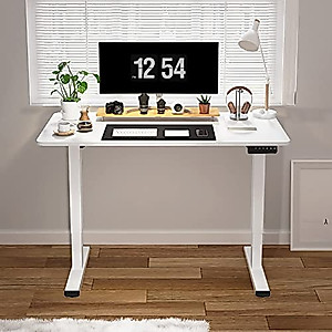 FLEXISPOT EN1 Large Stand Up Desk 55 Inches Whole-Piece Desk Computer Workstation Ergonomic Memory Controller Height Adjustable Standing Desk (White Frame + 55" White Top, 2 Packages)