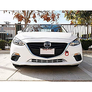 iJDMTOY Red Track Racing Style Tow Hook Ring Compatible With 2014-up Mazda3 Mazda6, 2013-up Mazda CX-5 & 2016-up Mazda MX-5, Made of Lightweight Aluminum