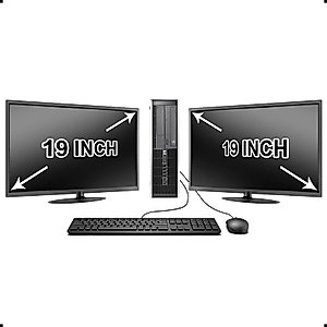 HP Elite Desktop Computer, Intel Core i5 3.1GHz, 8GB RAM, 1TB SATA HDD, Keyboard & Mouse, Wi-Fi, Dual 19in LCD Monitors (Brands Vary), DVD-ROM, Windows 10, (Renewed)