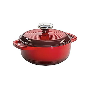 Lodge 1.5 Quart Enameled Cast Iron Dutch Oven with Lid – Dual Handles – Oven Safe up to 500° F or on Stovetop - Use to Marinate, Cook, Bake, Refrigerate and Serve – Red
