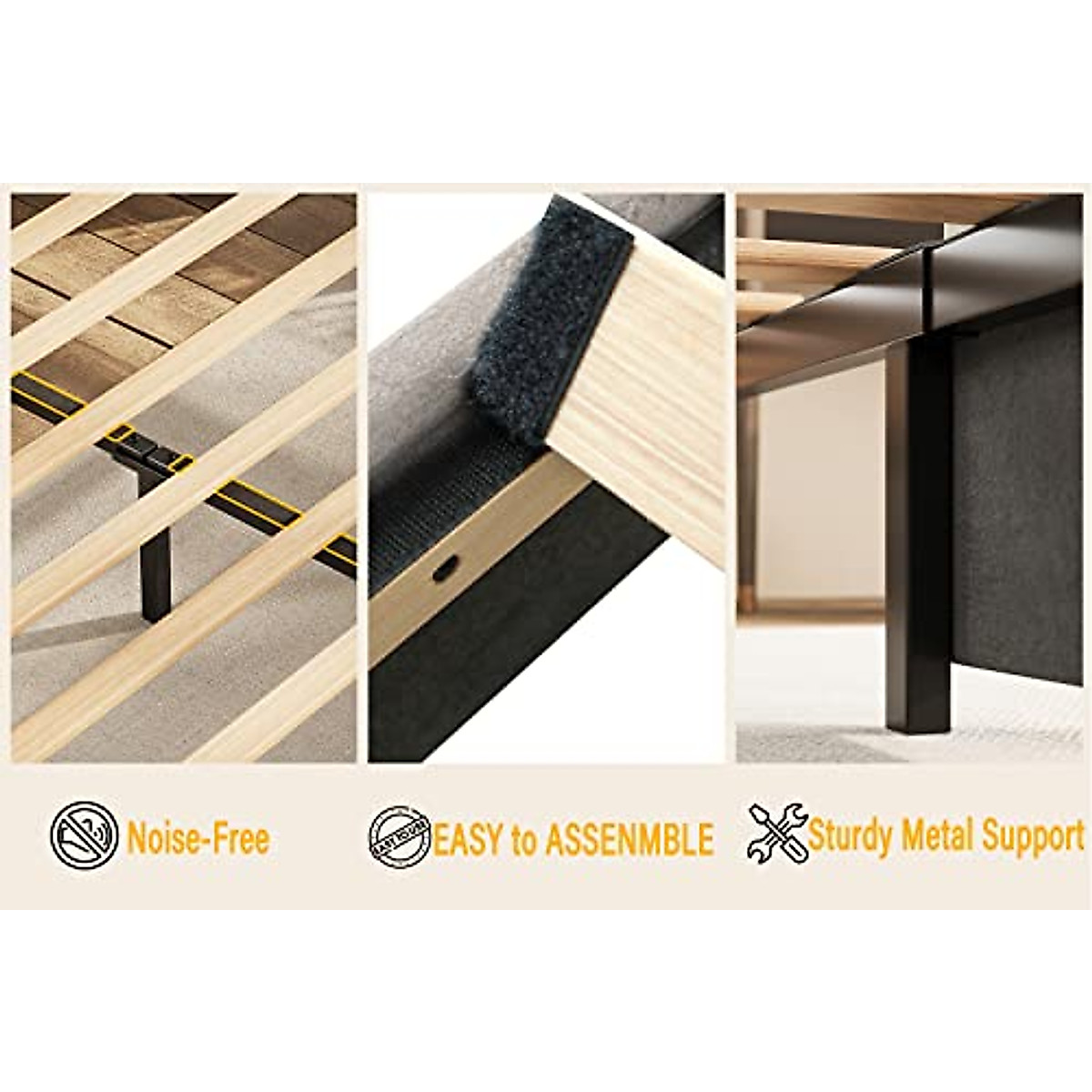 ANCTOR Full Size Bed Frame with 3 Drawers, Upholstered Platform Bed with Storage Headboard and Charging Station, No Box Spring Needed, Easy Assembly