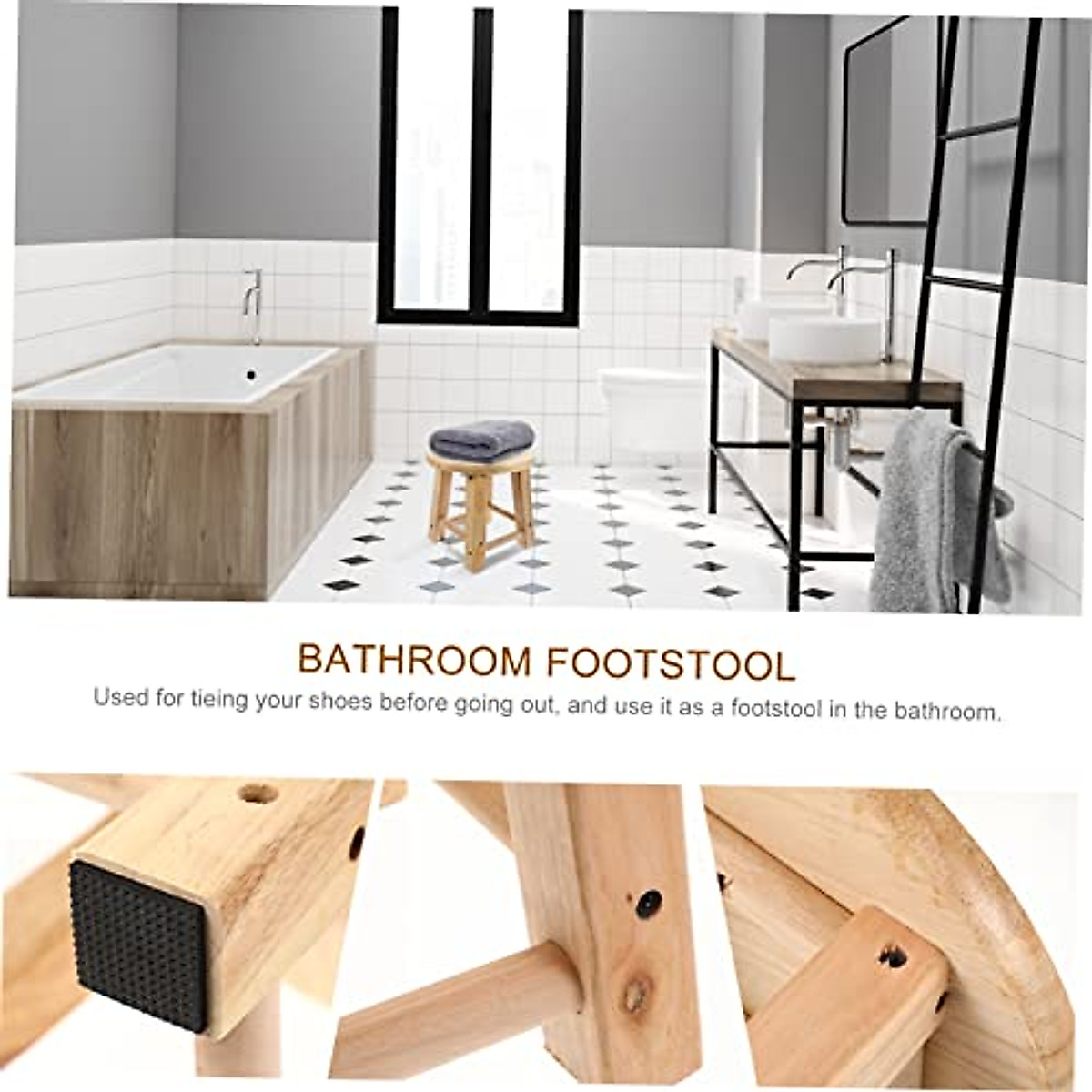 Amosfun 1pc Bathroom Stool Foot Pedicure Sitting Small Potty Training Stool Gardening Stool Chair Stools Plant Low Shoe Stepping Stool for Adults Wooden Stool Solid Wood