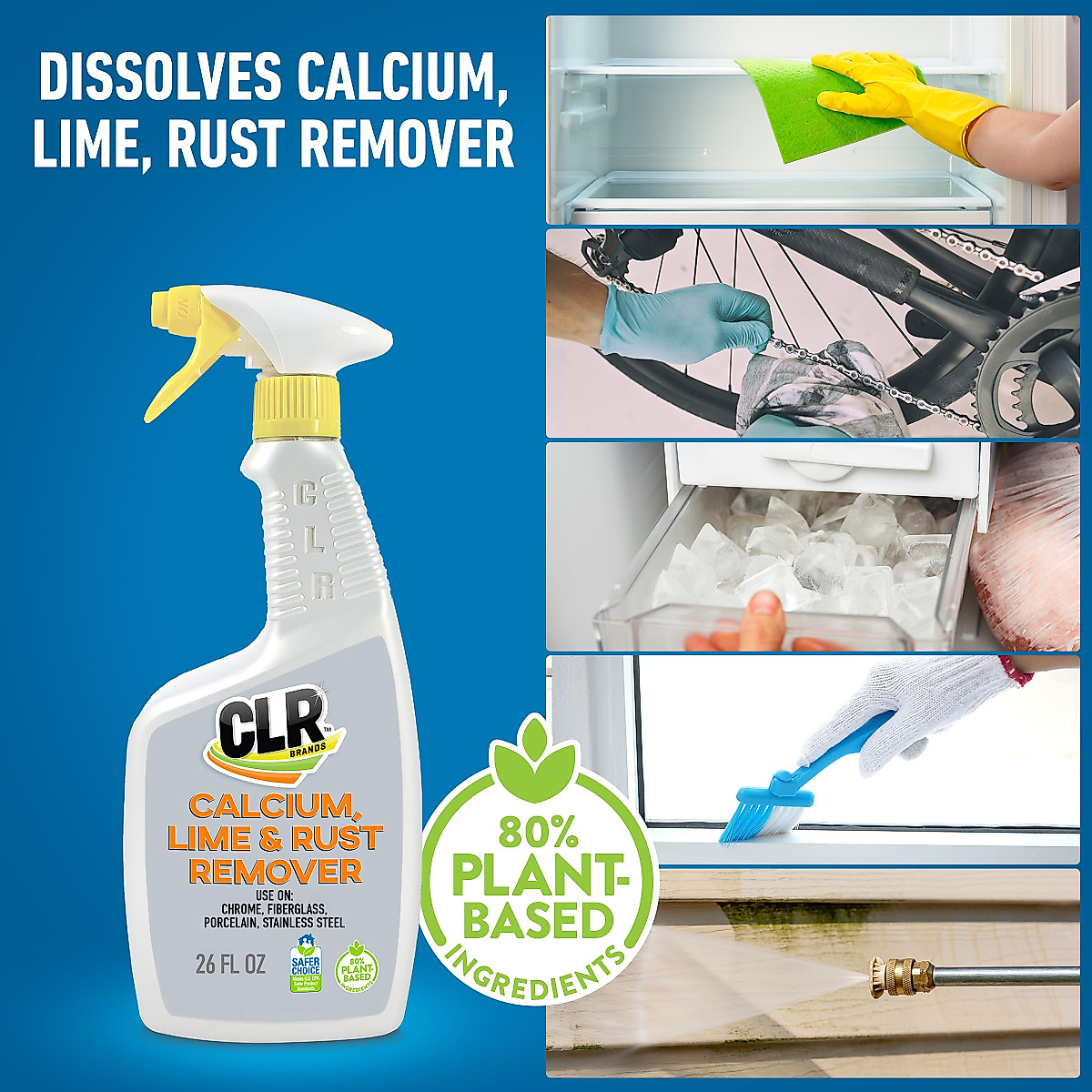CLR Calcium, Lime & Rust Remover, Blasts Calcium, Dissolves Lime Deposits, Zaps Stubborn Rust Stains and Hard Water Deposits, 26 Ounce Spray Bottle (Pack of 2)