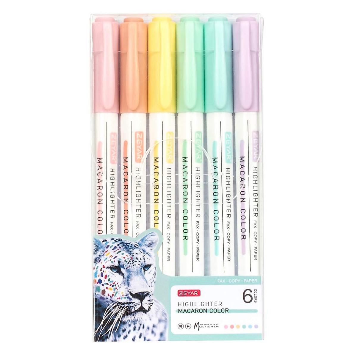 ZEYAR Highlighters, Pastel Colors Dual Tips Marker Pen, Chisel and Fine Tips, 6 Macaron Colors, Water Based, Assorted Colors, Quick Dry (6 Macaron Colors)