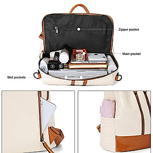 CLUCI Leather Backpack Purse for Women Covertible Travel Large Fashion Casual Lady Detachable Shoulder Bag Beige with Brown