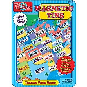 Bendon TS Shure License Plate Games Magnetic Activity Tin with Foam Magnet Sheet 50519