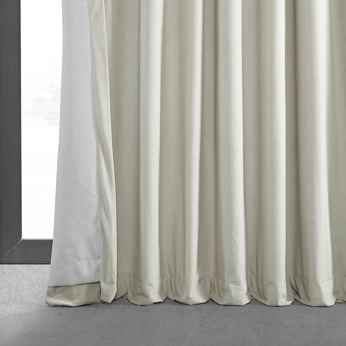 HPD Half Price Drapes Extra Wide Grommet Blackout Velvet Curtains 96 Inches Long Heat & Full Light Blocking Blackout Curtains for Bedroom & Living Room (1 Panel), 100W x 96L, Off White