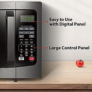 TOSHIBA EM131A5C-BS Countertop Microwave Ovens 1.2 Cu Ft, 12.4" Removable Turntable Smart Humidity Sensor 12 Auto Menus Mute Function ECO Mode Easy Clean Interior Black Color 1100W