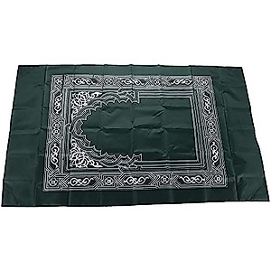 Hitopin Travel Prayer Mat, 60cm*100cm Praying Rug, Portable Polyester Prayer Rug with Compass, Islamic Waterproof Prayer Mat, Muslim Prayer Mat, for Ramadan Gifts, Islamic Prayer (Green)
