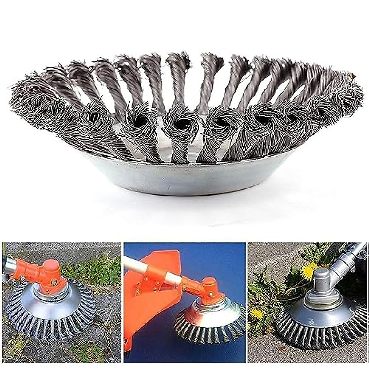 NYASAA Libiyi Razorsharp Trimmer Head, Unbreakable Sharp Wired Trimmer Head, Razor Sharp Steel Wire Rotary Weed Brush Cutter for String Gardening Lawnmower Moss Grass Rust Removal etc (6 inch)