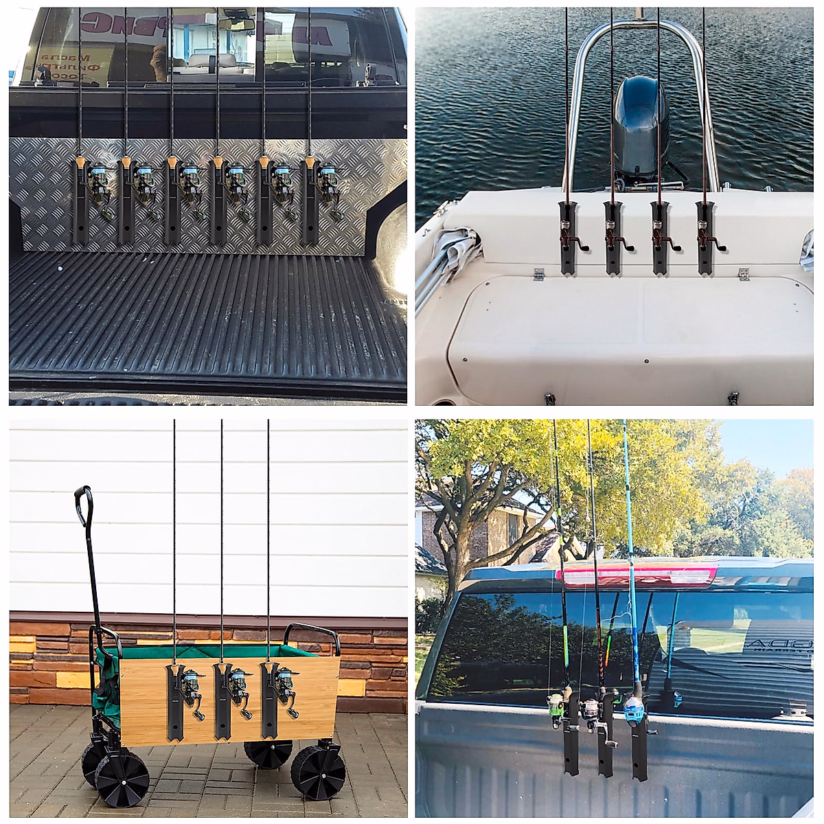AMURS 6Pcs Fishing Rod Holders,Wall Mounted Rod Holder Boat Rod Holders with 6inch Ball Bungee Cords and Screws