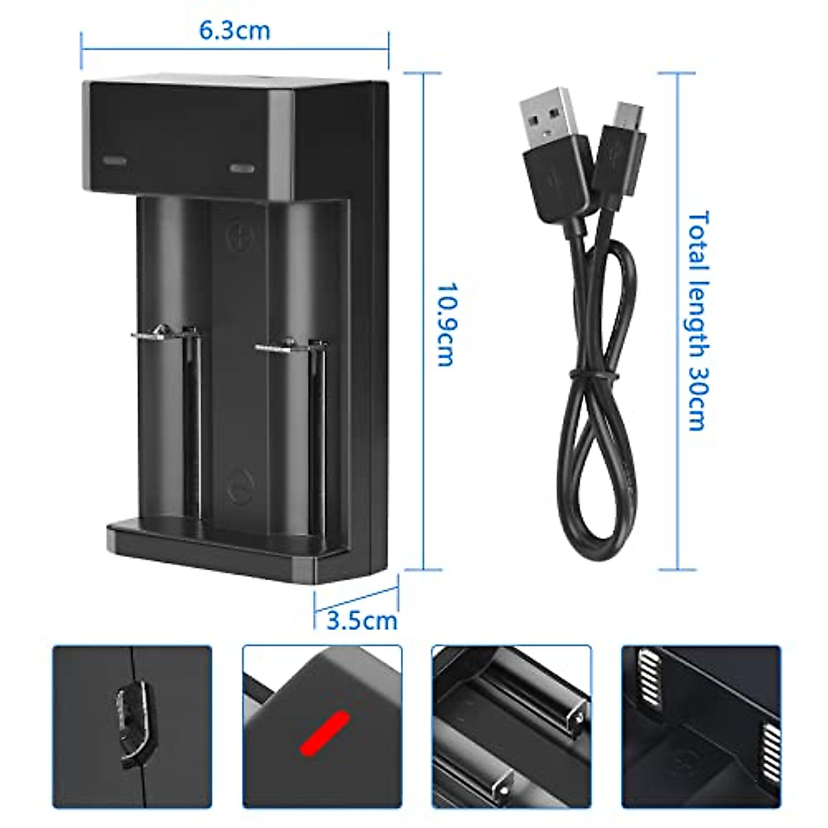 REACELL 18650 Lithium Battery Charger, Univerisal Lithium Charger for 3.7V 18350 26650 22650 21700 16340 14500 36650 Lithium Battery