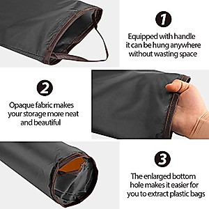 Outus 3 Pieces Plastic Bag Holder Folding Hanging Storage Grocery Bag Trash Bags Holder Organizer (Black)