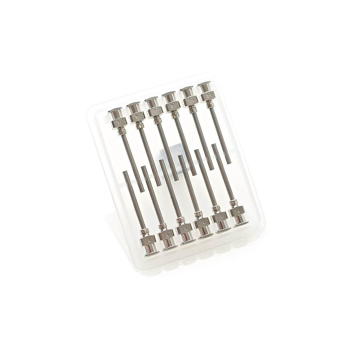 Dispense All - 12 Pack - 14 Gauge 1 Inch All Metal Blunt Tipped Dispensing Needle, Stainless Steel, Luer Lock | Refill Cartridges and Transfer Viscous Liquids Oils Glycerin Distillate Epoxy Adhesive