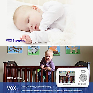 HelloBaby Video Baby Monitor with Camera and Audio, Monitor Baby Monitor Infrared Night Vision, VOX Mode