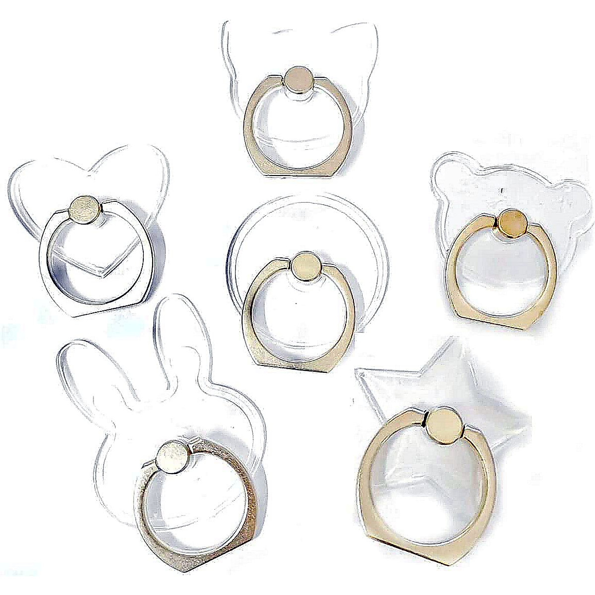 Wen XinRong 6 Pack Cell Phone Ring Holder, Cute Transparent Phone Finger Ring Grip Stand 360°Rotation Phone Rings Kickstand Compatible for Most Smartphone
