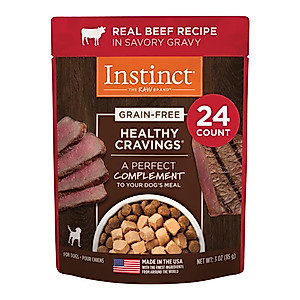 Instinct Healthy Cravings Grain Free Real Beef Recipe Natural Wet Dog Food Topper, 3 Oz (Pack of 24)