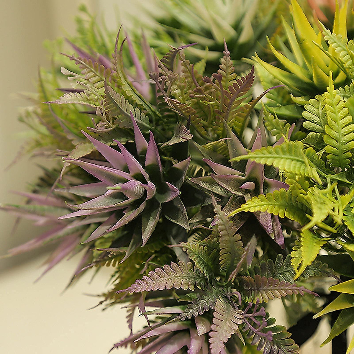 Cjbenuti 4 Pcs Artificial Succulents Plants with Leaves,UV Resistant Outdoor Silk Plants Unpotted Fake Tropical Plant,Fall Leaves Plastic Plants for Bathroom Home Wedding Garden Décor(Purple)