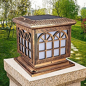 HSCW Flat-Topped Double Arches Solar Outdoor Light Waterproof Decorative Outside Wall Lamp Gate Pillar Stigma for Home Garden Column Street Lights Time: 8-12 Hours