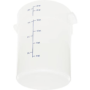 Carlisle FoodService Products CFS StorPlus Plastic Round Food Storage Container, 22 Quart, White, (Pack of 6)