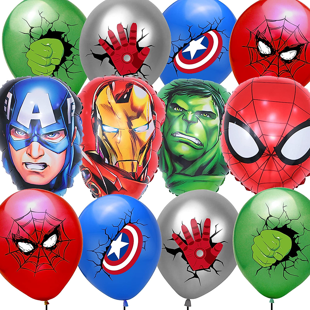 12Pack Avenger Super Hero Spider Balloons Foil And Latex Party Supplies Kids Birthday Party Decorations