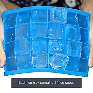 3 Packs Silicone Ice Cube Trays, Food Grade BPA free Ice Trays with Removable Lids, Easy Ice Release 24 Ice Cube Molds Ideal for Whiskey, Cocktails, Juice, Freezer, Baby Food and Frozen Treats