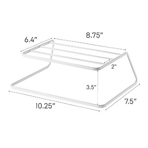 Yamazaki Home Dish Shelf Organizer & Storage for Kitchen Cabinets | Steel | Riser, One Size, White