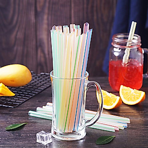Flexible Straws,200 Pcs Disposable Stripes Multiple Colors Drinking Plastic Straws.(0.23'' diameter and 7.8" long)