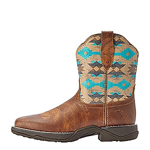 Ariat Womens Anthem Shortie Savanna Western Boot Dry Taupe/Turquoise Aztec 8