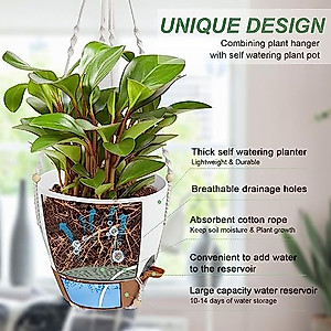 Vanslogreen 41.5 Inch Macrame Plant Hanger Indoor Outdoor with 12 Inch Flower Pot, Hanging Planter for Plants Holder with Wood Beads for Boho Home Decor (Ivory+White)