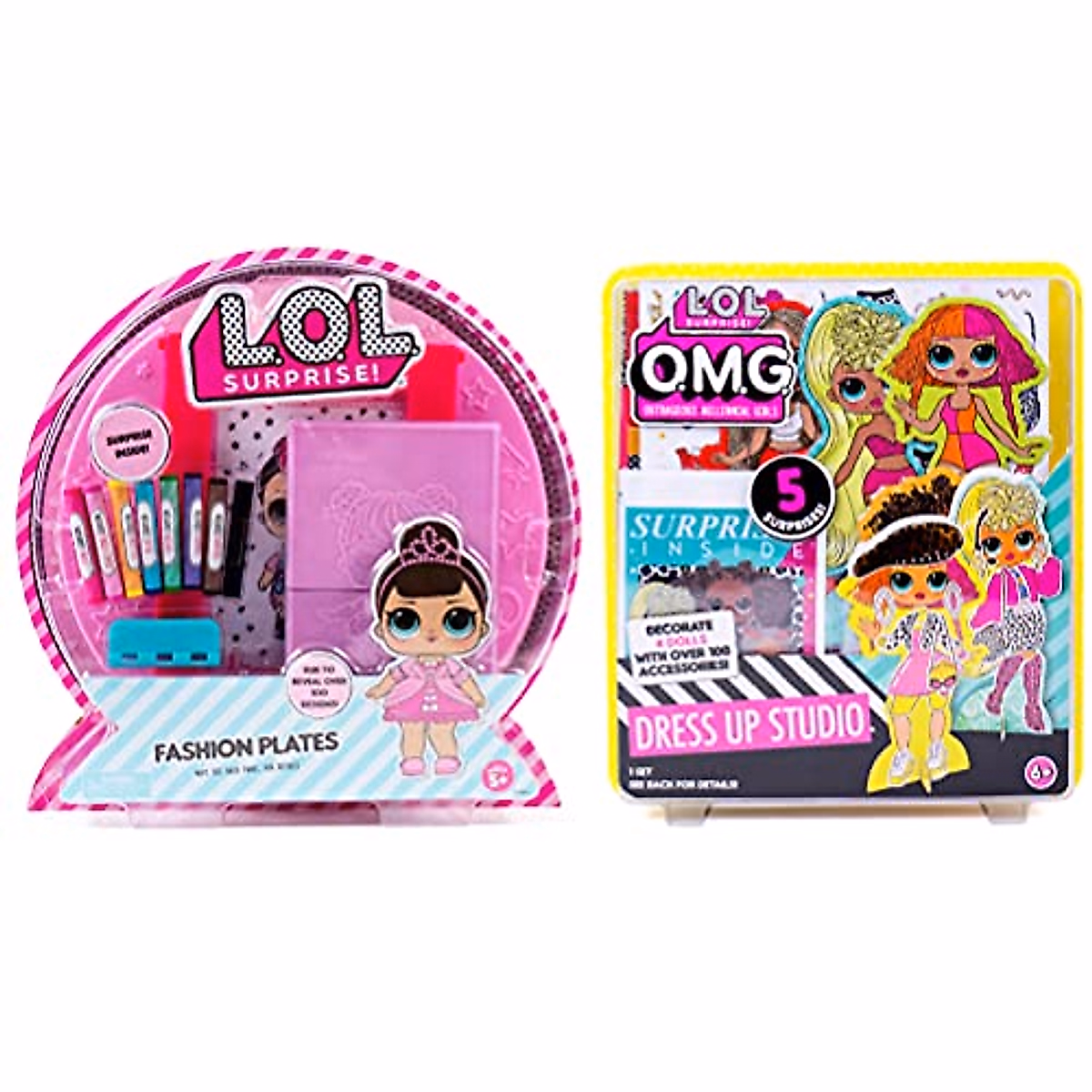 L.O.L. Surprise! 2-in-1 Fashion Design Activity Kits by Horizon Group USA, Includes 2 DIY Fashion Craft Kits, Create 100+ Designs with Fashion Plates, Dress-Up Dolls with Reusable Fabrics & Stickers