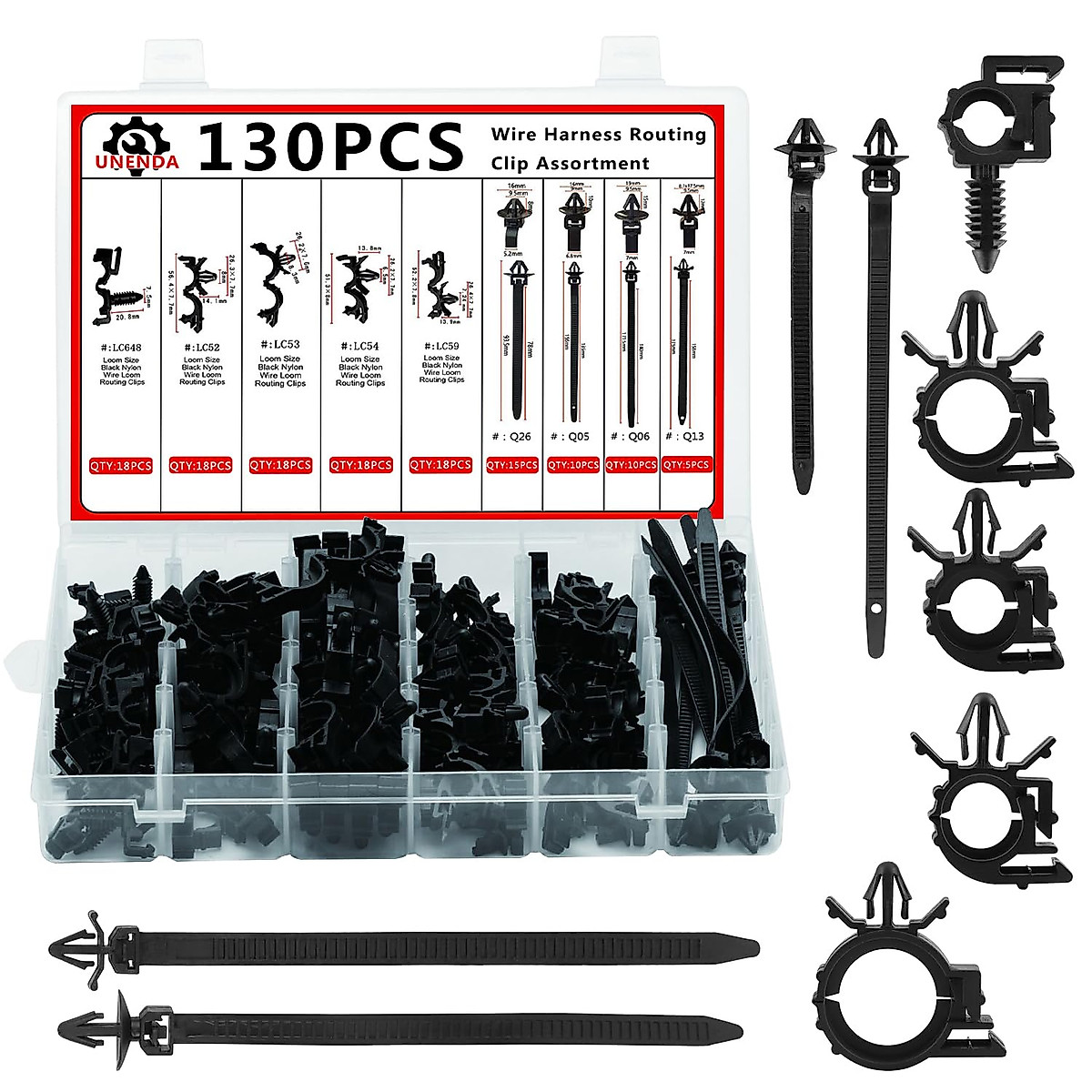 Car Wire Loom Clips 130PCS Car Automotive Harness Routing Clips Assortment Kits 9 Different Sizes Wire Loom Clips 40PCS Releasable Nylon Push Mounts Tie Wraps for Honda GM Mazda Jeep Wrangler Ford