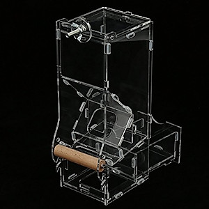 Bird Automatic Food Feeder, 1Pc Acrylic Transparent Parrot Integrated Automatic Feeder Automatic Bird Seed Feeder for Small to Medium Birds(M Single Type)