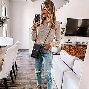 Roulens Small Crossbody Cell Phone Purse for Women, Touch Screen Bag Shoulder Handbag Wallet with Credit Card Slots