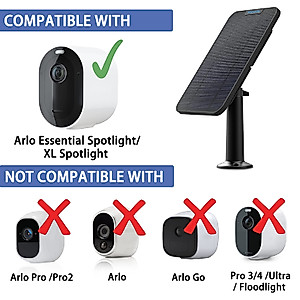 4W Solar Panel Charging Compatible with Arlo Essential Spotlight/XL Cameras Only, with 13.1ft Waterproof Charging Cable, IP65 Weatherproof,Includes Secure Wall Mount(3-Pack)(Micro USB Type)