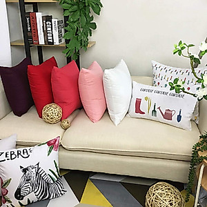 Thmyo 4-Pack 100% Cotton Comfortable Solid Decorative Throw Pillow Case Square Cushion Cover Pillowcase Sublimation Blank Christmas DIY Throw Pillow Covers for Couch Sofa(18x18 inch/ 45x45cm,Red)