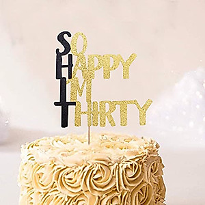 So Happy I'm Thirty Cake Topper - 30th birthday cake topper, Fabulous Birthday Cake Party Decorations.Black men's and women's 30th birthday cake party decoration (single side)