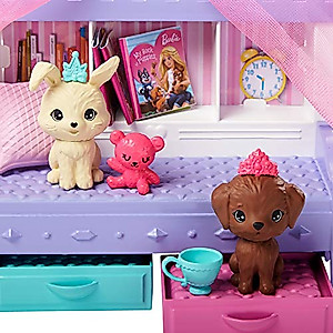 Barbie Princess Adventure Chelsea Princess Storytime Playset, with Chelsea Doll, Canopy Bed, 2 Pets and Accessories, Gift for 3 to 7 Year Olds