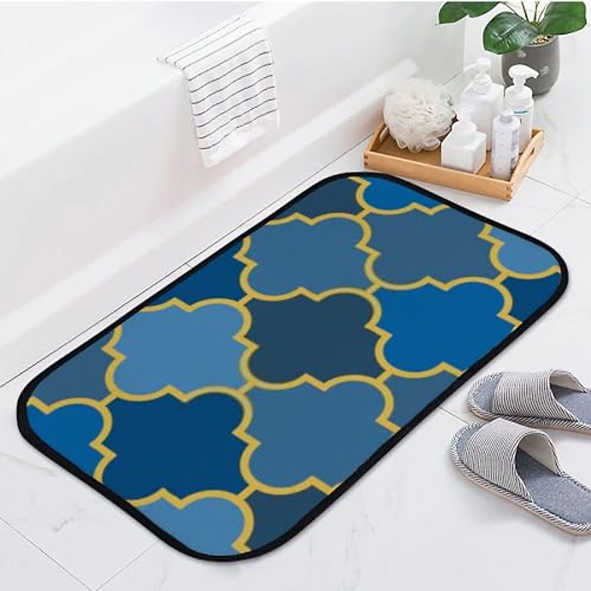 Mosaic Tile Moroccan Motif Small Area Rugs Indoor Outdoor Floor Mat Non Slip Carpet for Living Room Bedroom Dining Room Classroom Entrance 23.6"x 15.7"